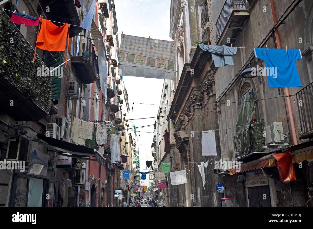 Washing hanging on a line in a Naples street Stock Photo - Alamy