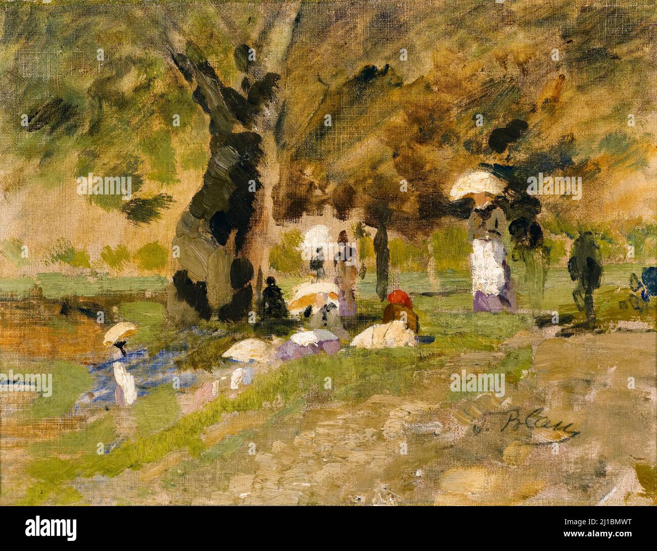Sommertag im Prater (Summer day in the Prater), landscape painting in ...