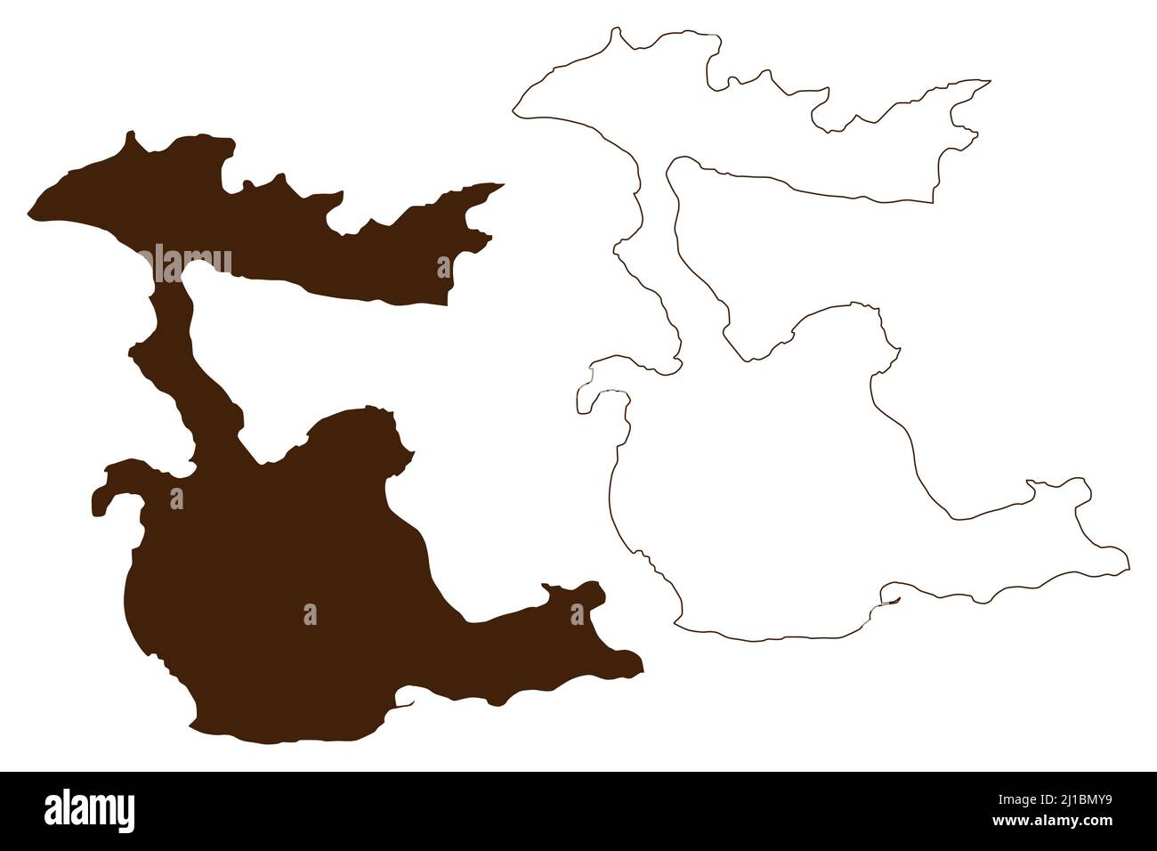 Cunda island (Republic of Turkey) map vector illustration, scribble ...