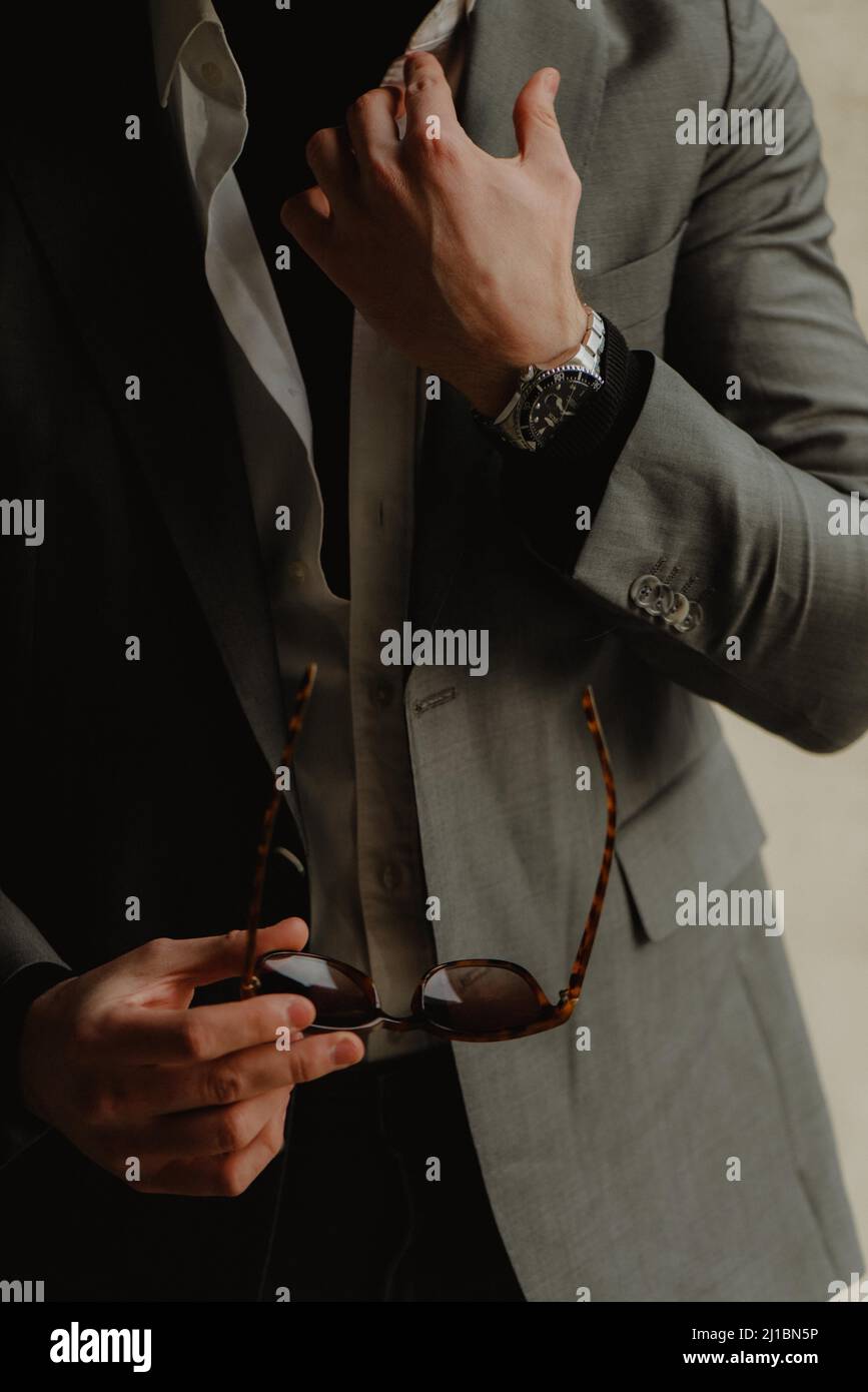 A picture of a fashionable gentleman with a suit dress shirt and turtle ...