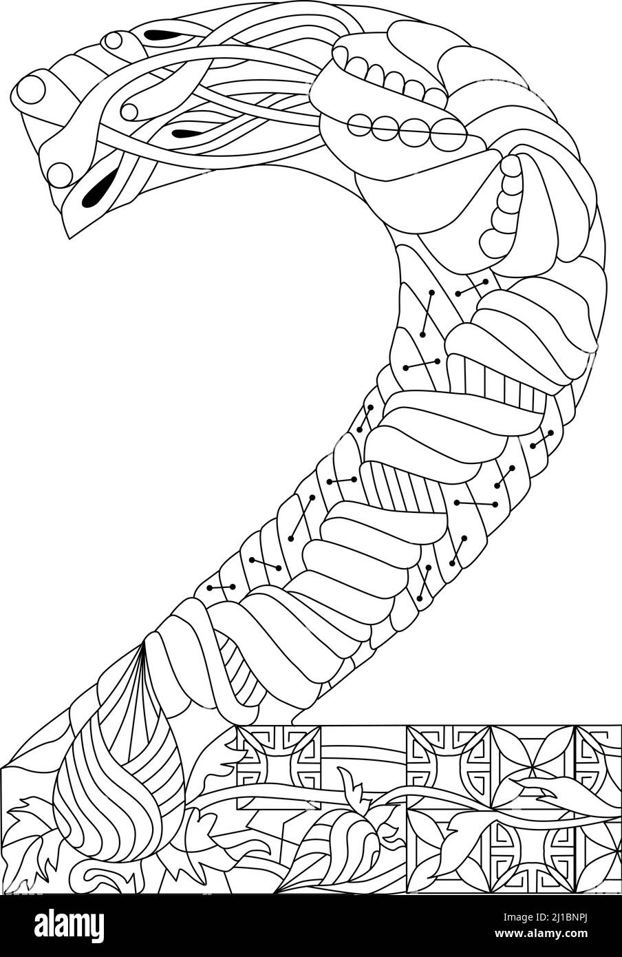 Two number Isolated zentangle illustration for coloring Stock Vector ...