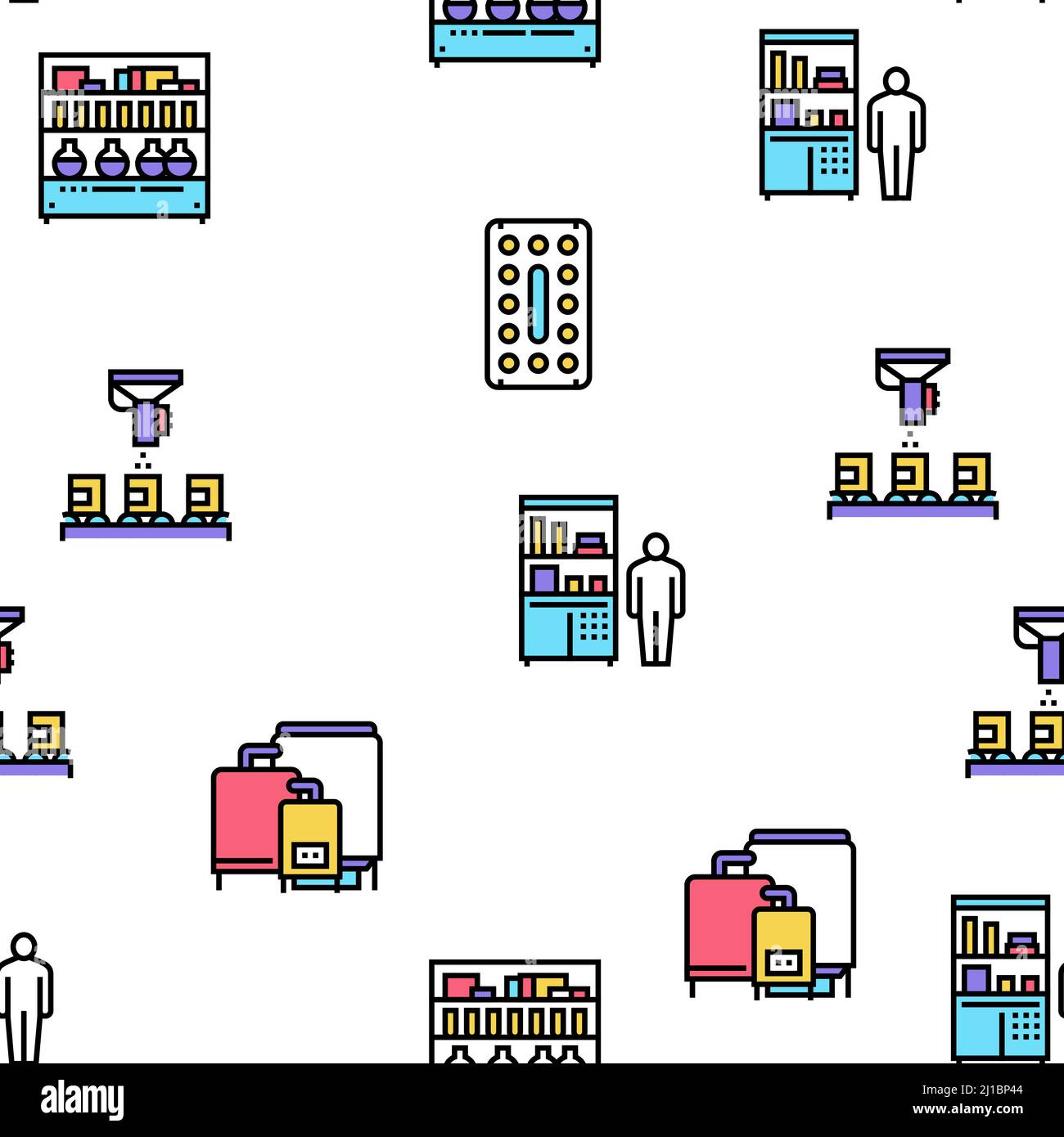 Medical Drugs Production Factory Icons Set Vector Stock Vector Image ...