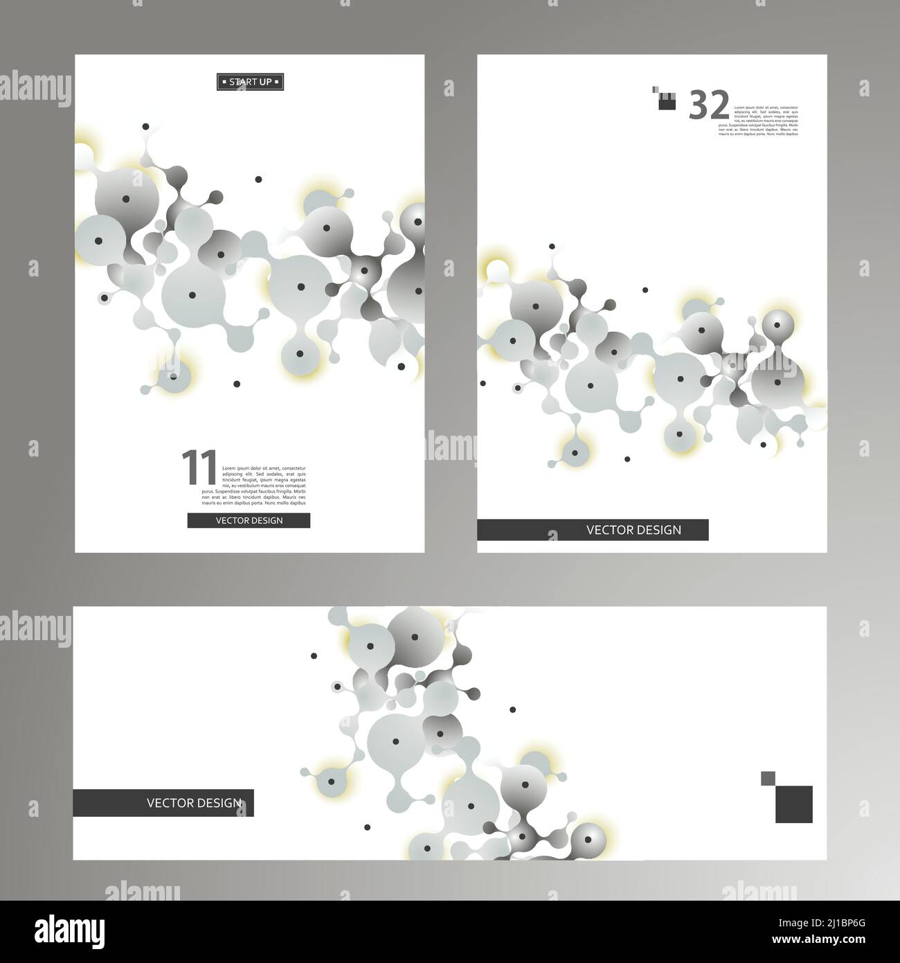 Vector connect design. Molecular compounds of circles with colored ...