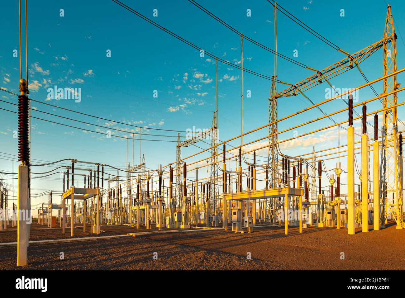 Electric substation in Paraguay at sunset Stock Photo - Alamy