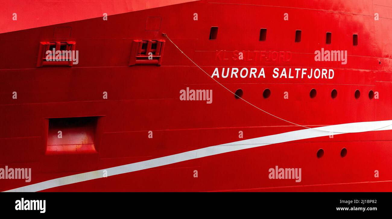 Detail from hull of offshore anchor handling tug supply and service ...