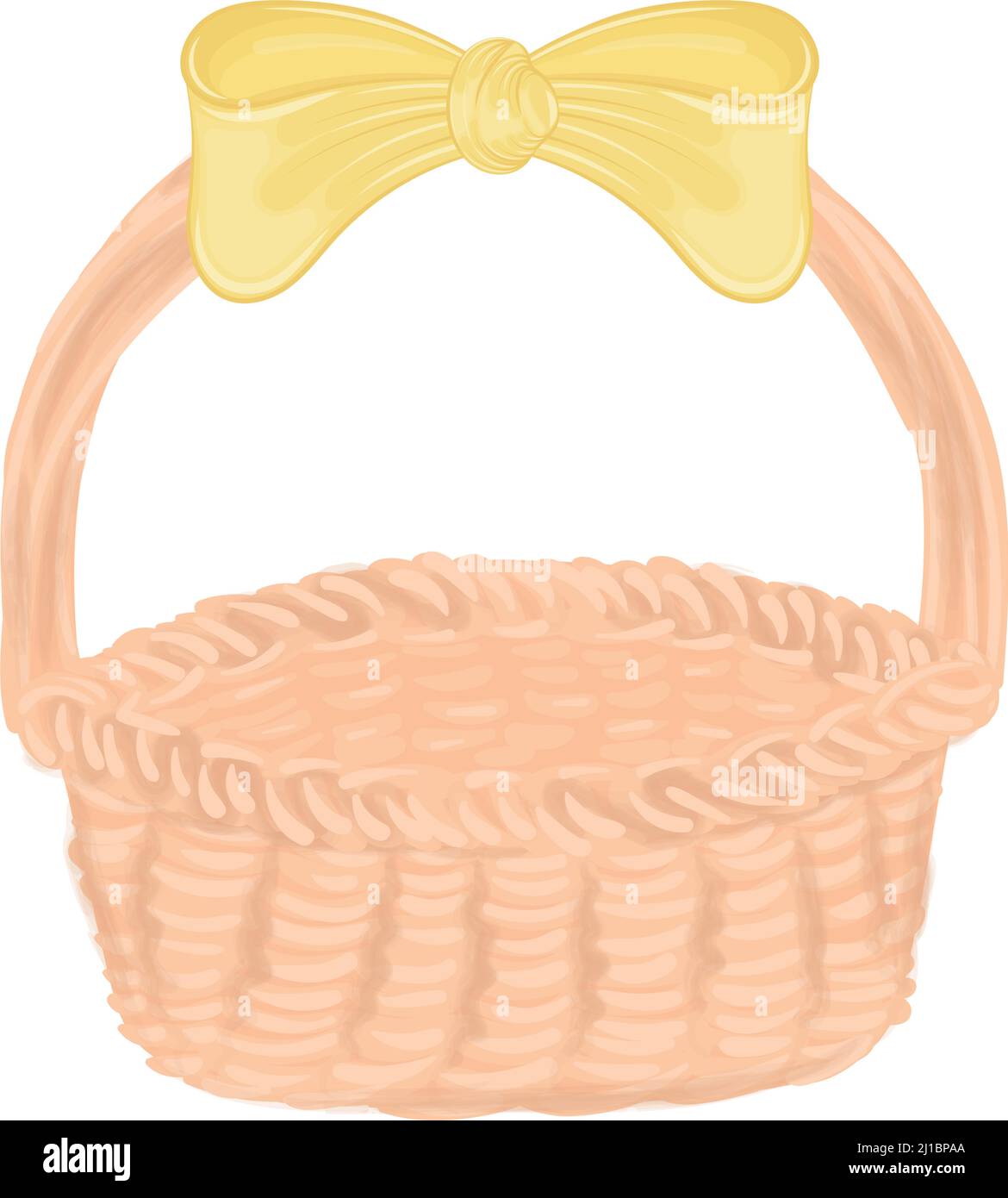 Isolated empty wooden basket with a yellow ribbon Vector Stock Vector ...