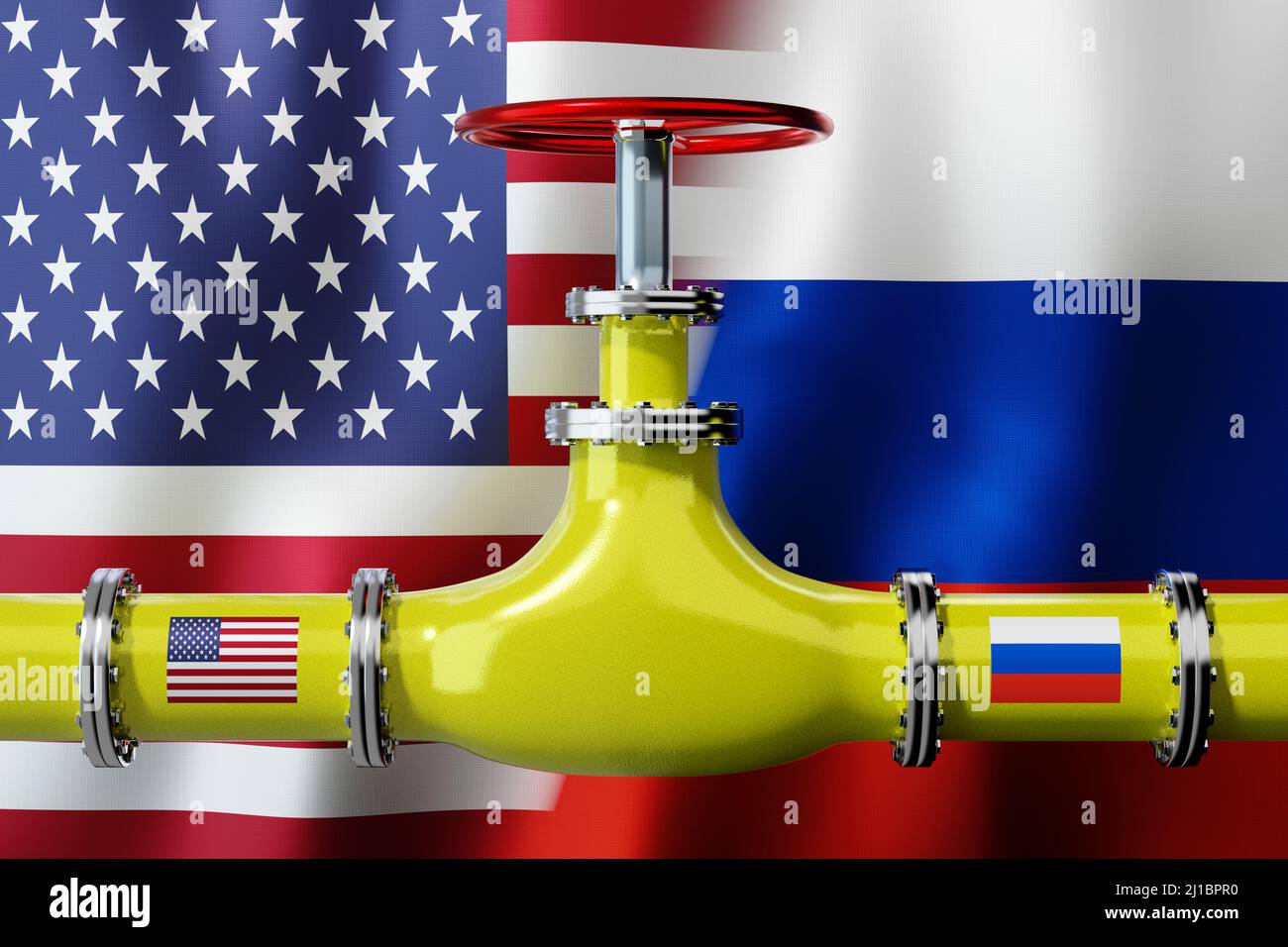 Gas pipeline, flags of USA and Russia - 3D illustration Stock Photo - Alamy