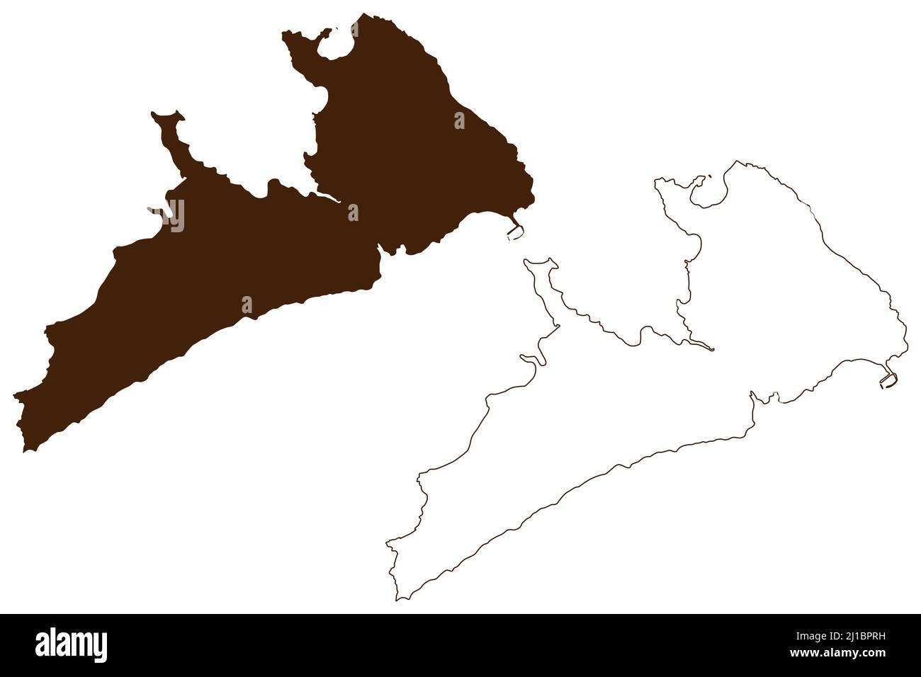 Chergui island (Republic of Tunisia, Kerkennah Islands) map vector ...