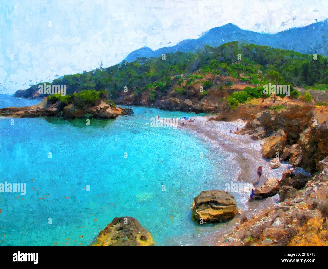 Bay of the Victoria Peninsula on the Balearic island of Mallorca. Bay ...