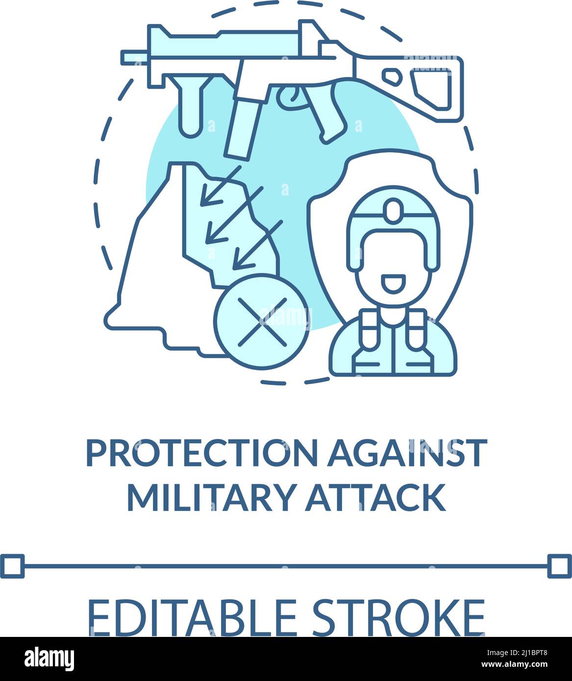 Protection against military attack turquoise concept icon Stock Vector ...