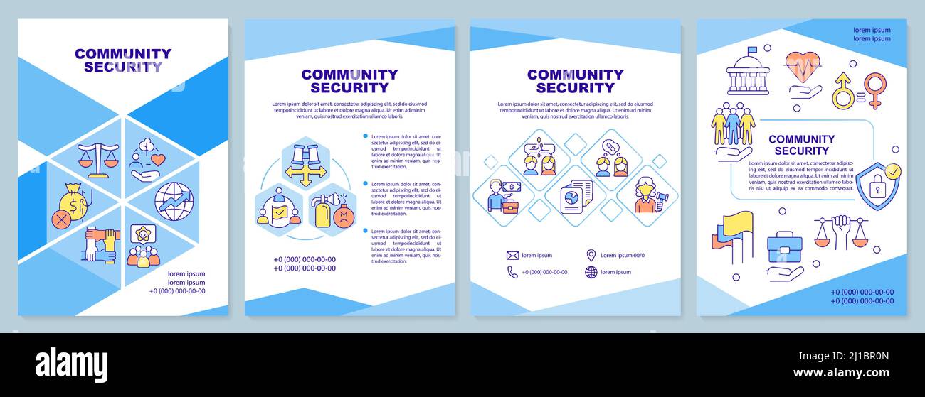 Community security blue brochure template Stock Vector Image & Art - Alamy