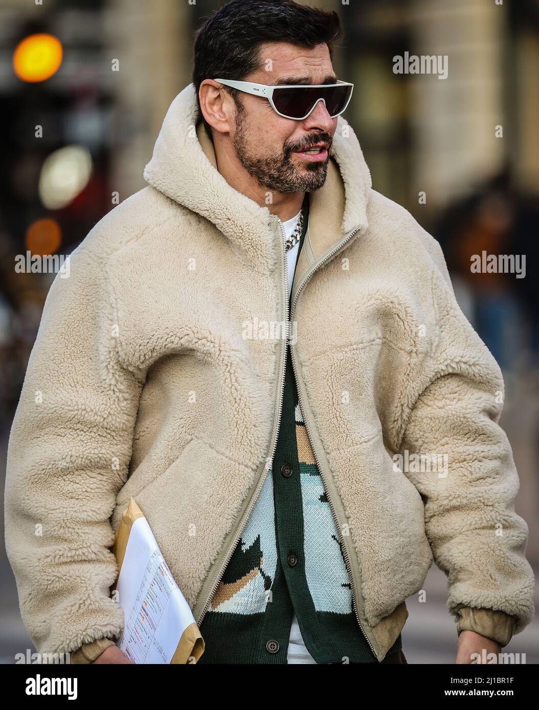 PARIS, France- March 6 2022: Alex Badia on the street in Paris Stock ...