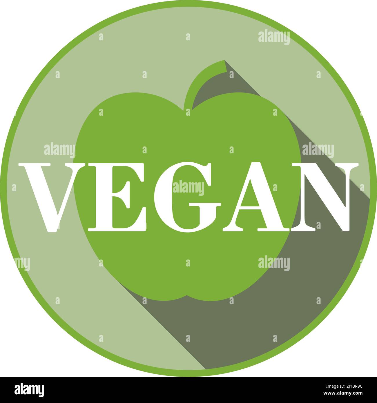 round green VEGAN sticker or label with apple symbol, vector ...