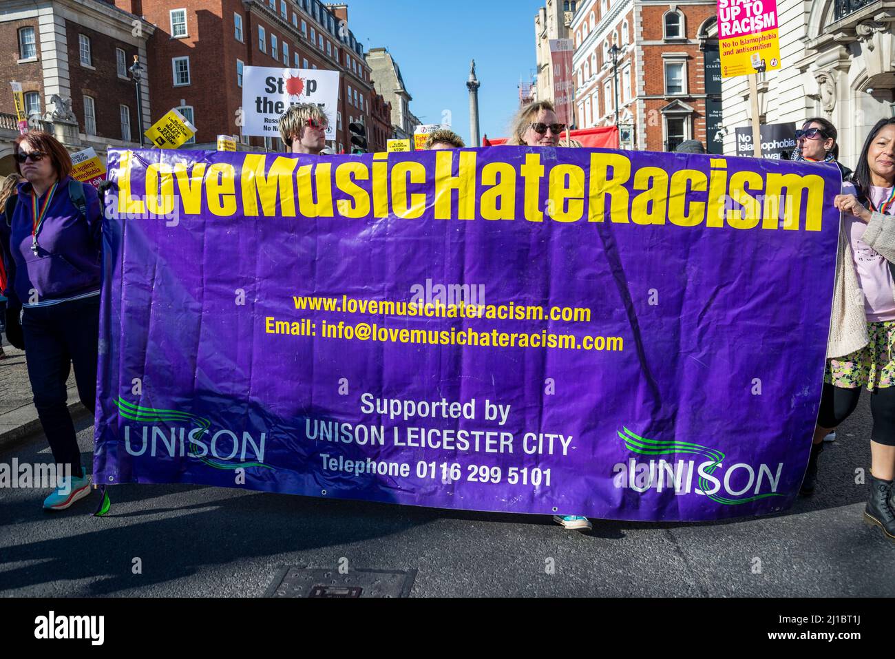 Protest taking place in London on UN Anti Racism Day organised by Stand ...
