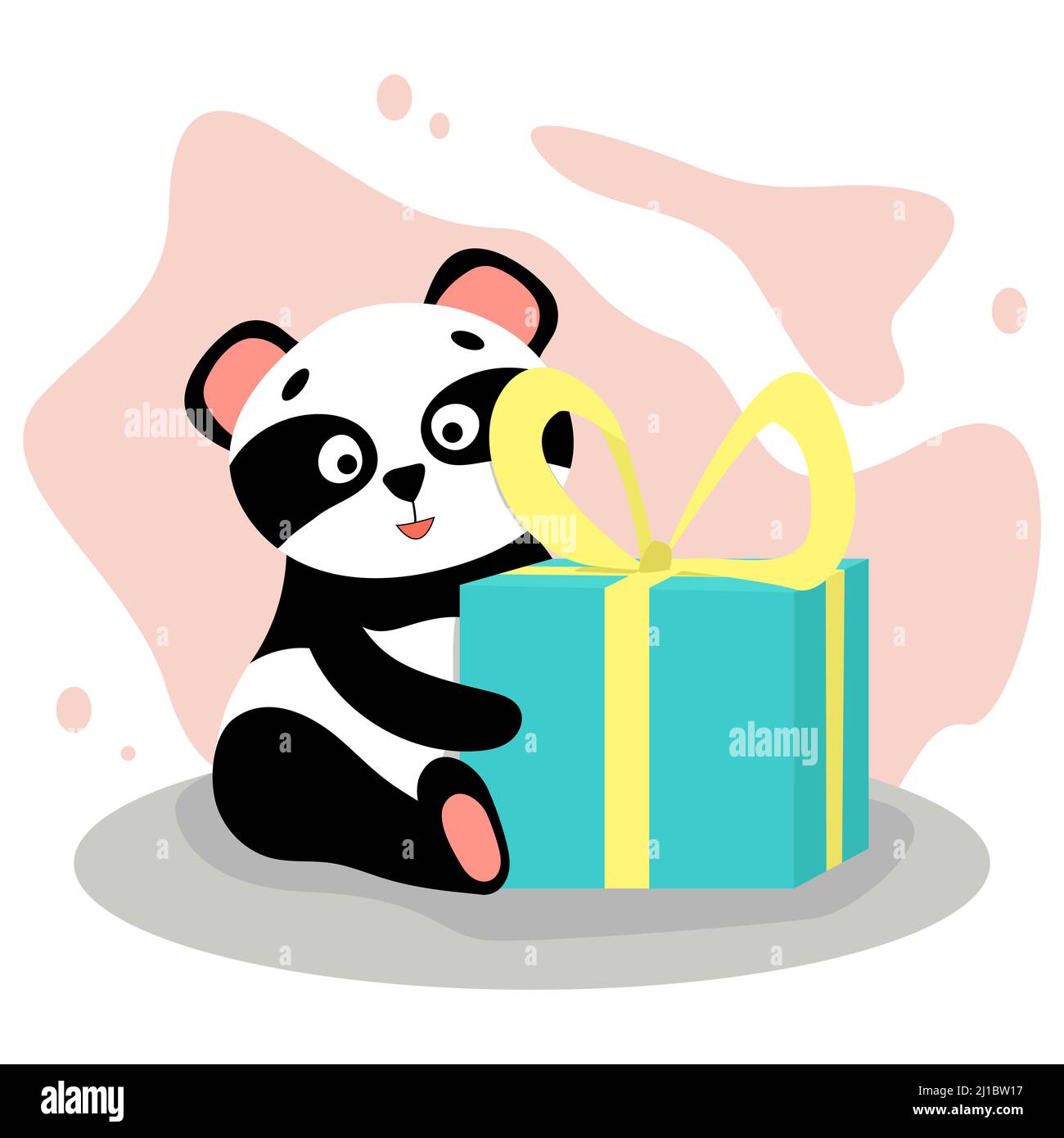 cute funny panda with a gift box Stock Vector Image & Art - Alamy