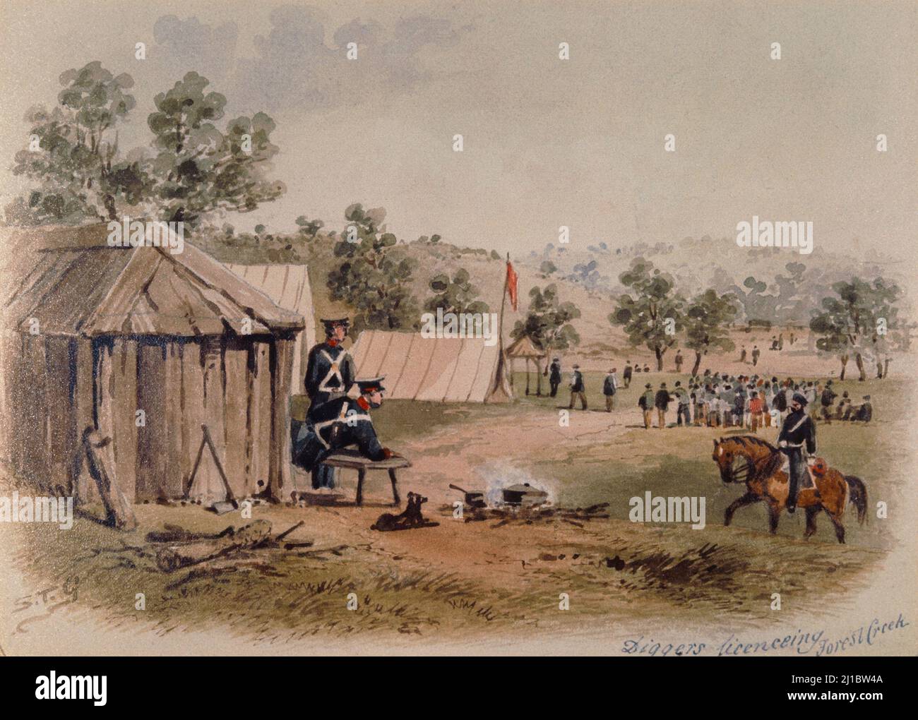 The army issues licence for gold diggers by Samuel Thomas Gill (1818 ...