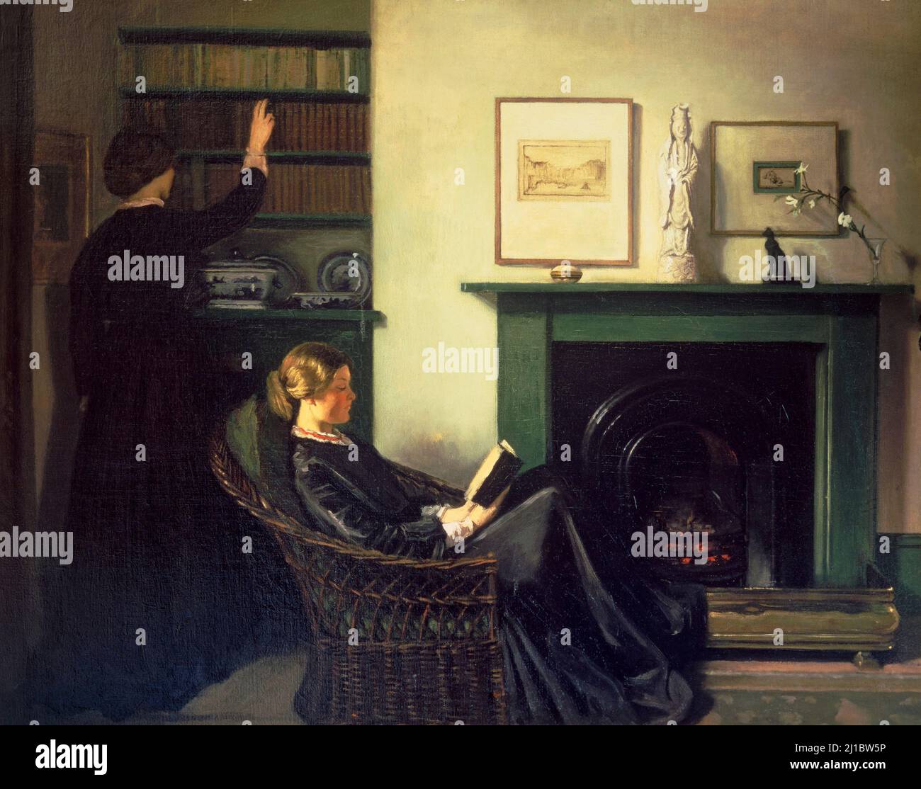 Woman reading Browning (1900) by Sir William Rothenstein (1872-1945 ...