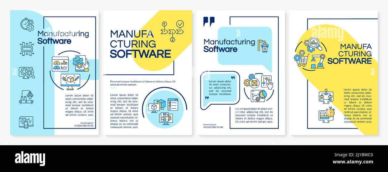 Manufacturing software blue, yellow brochure template Stock Vector ...