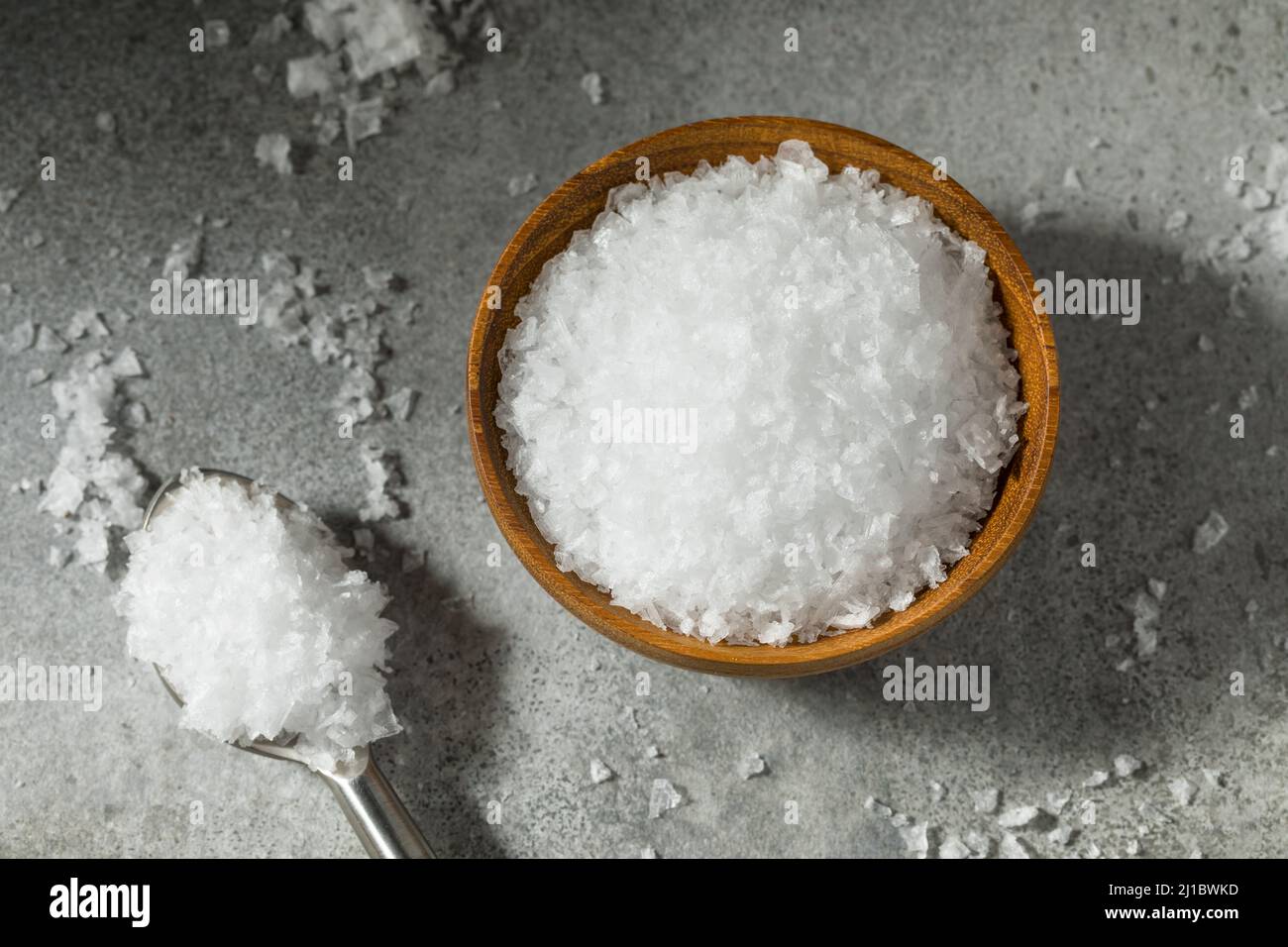 Organic Raw Flakey Sea Salt in a Bowl Stock Photo - Alamy
