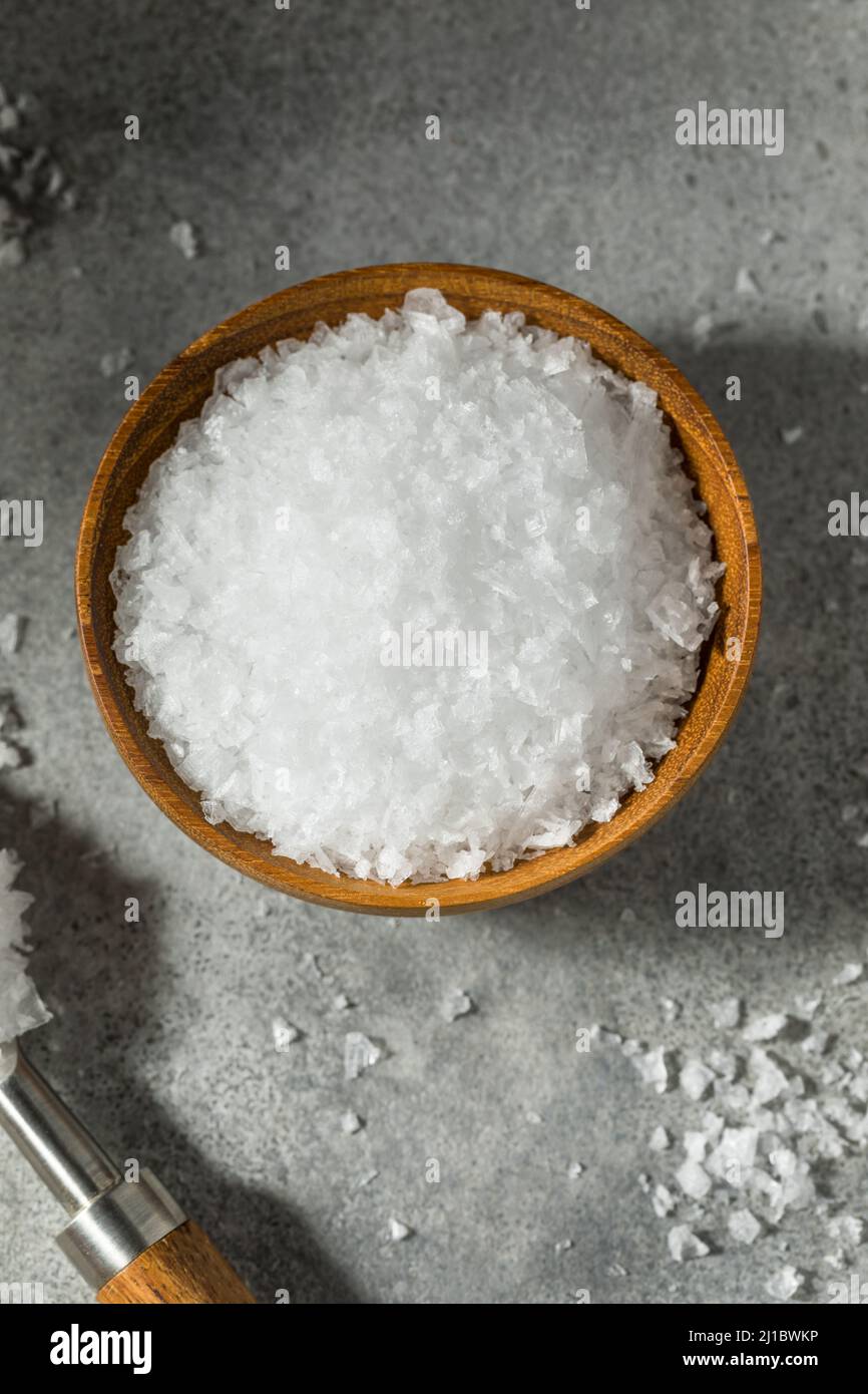 Organic Raw Flakey Sea Salt in a Bowl Stock Photo - Alamy