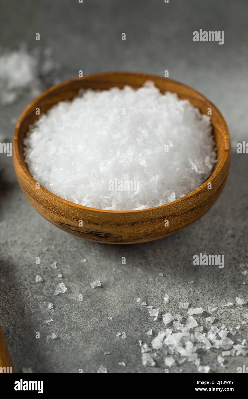 Organic Raw Flakey Sea Salt in a Bowl Stock Photo - Alamy