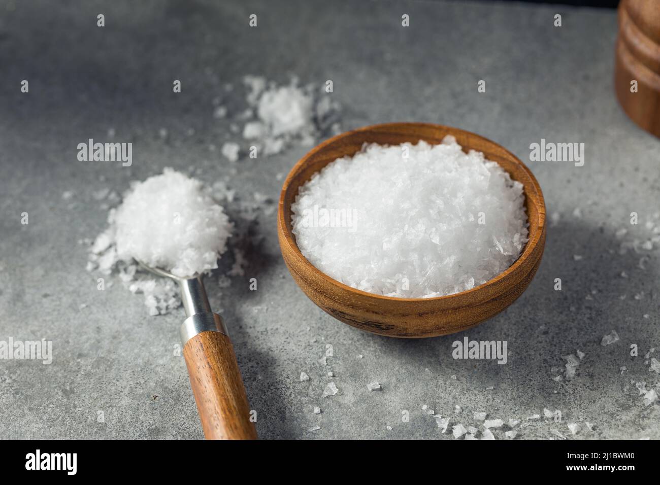 Organic Raw Flakey Sea Salt in a Bowl Stock Photo - Alamy