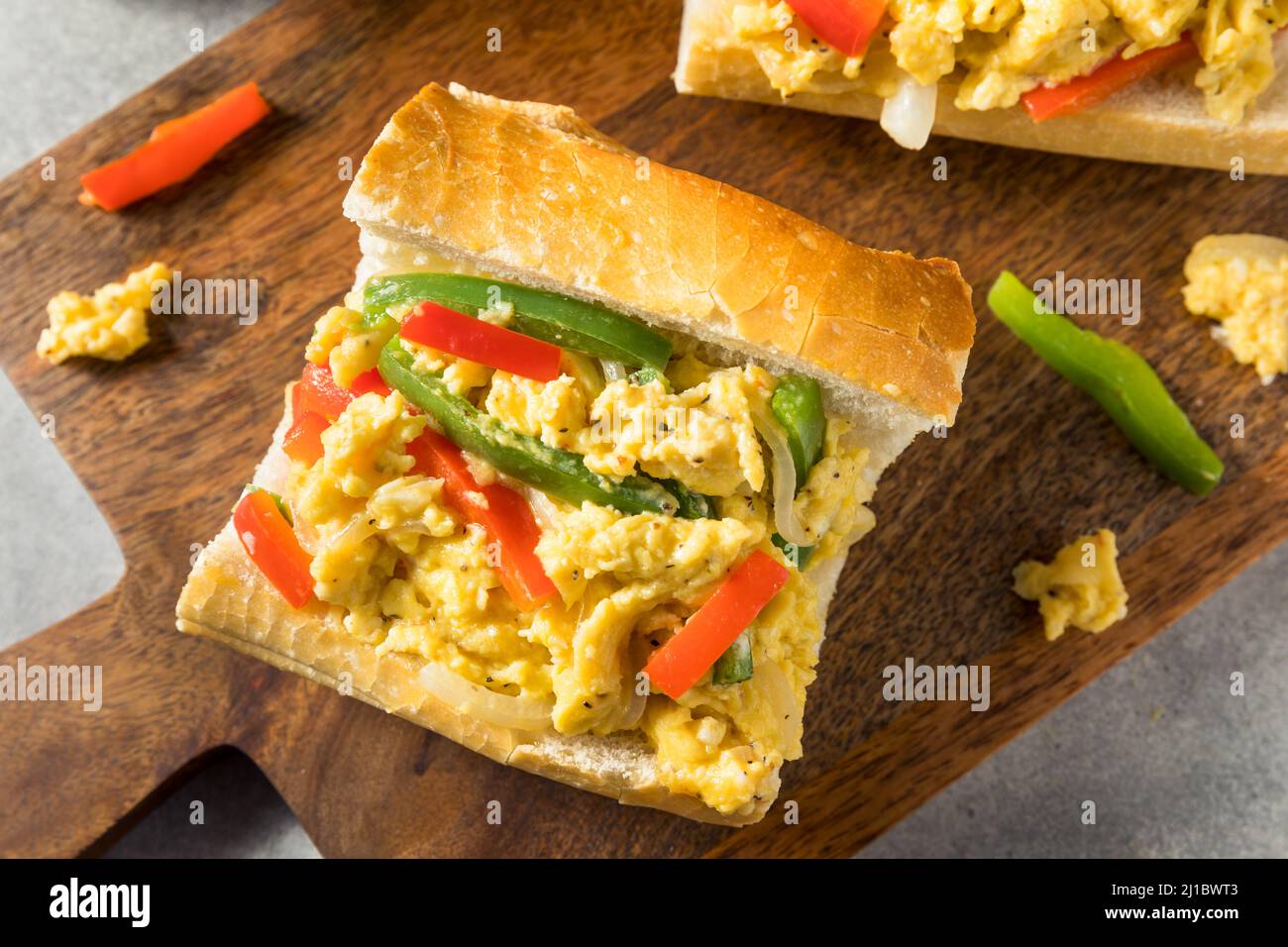 Homemade Easter Pepper and Egg Sandwich on a Bun Stock Photo - Alamy