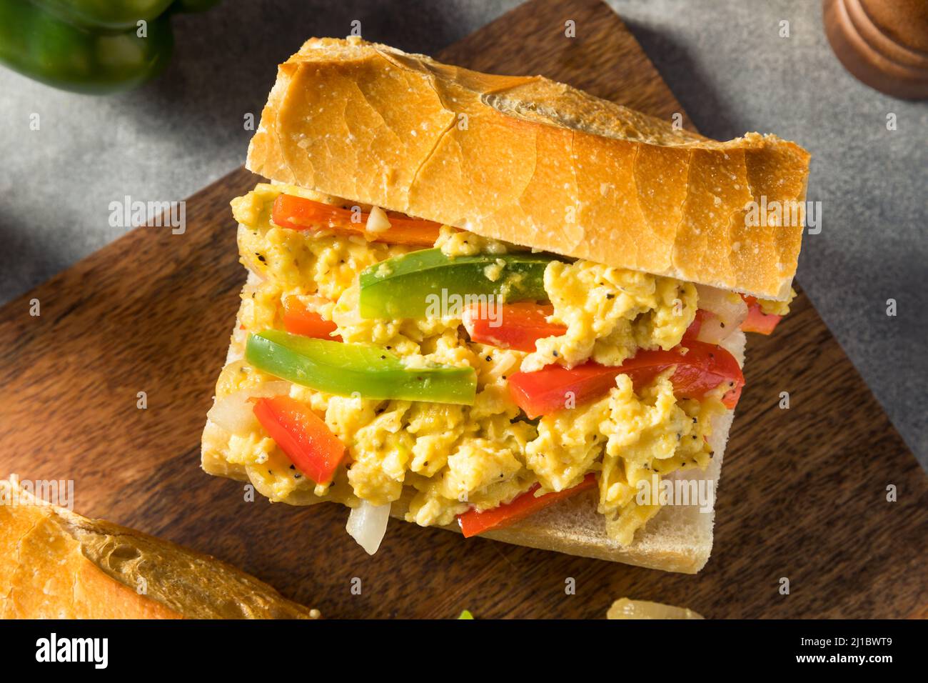 Homemade Easter Pepper and Egg Sandwich on a Bun Stock Photo - Alamy