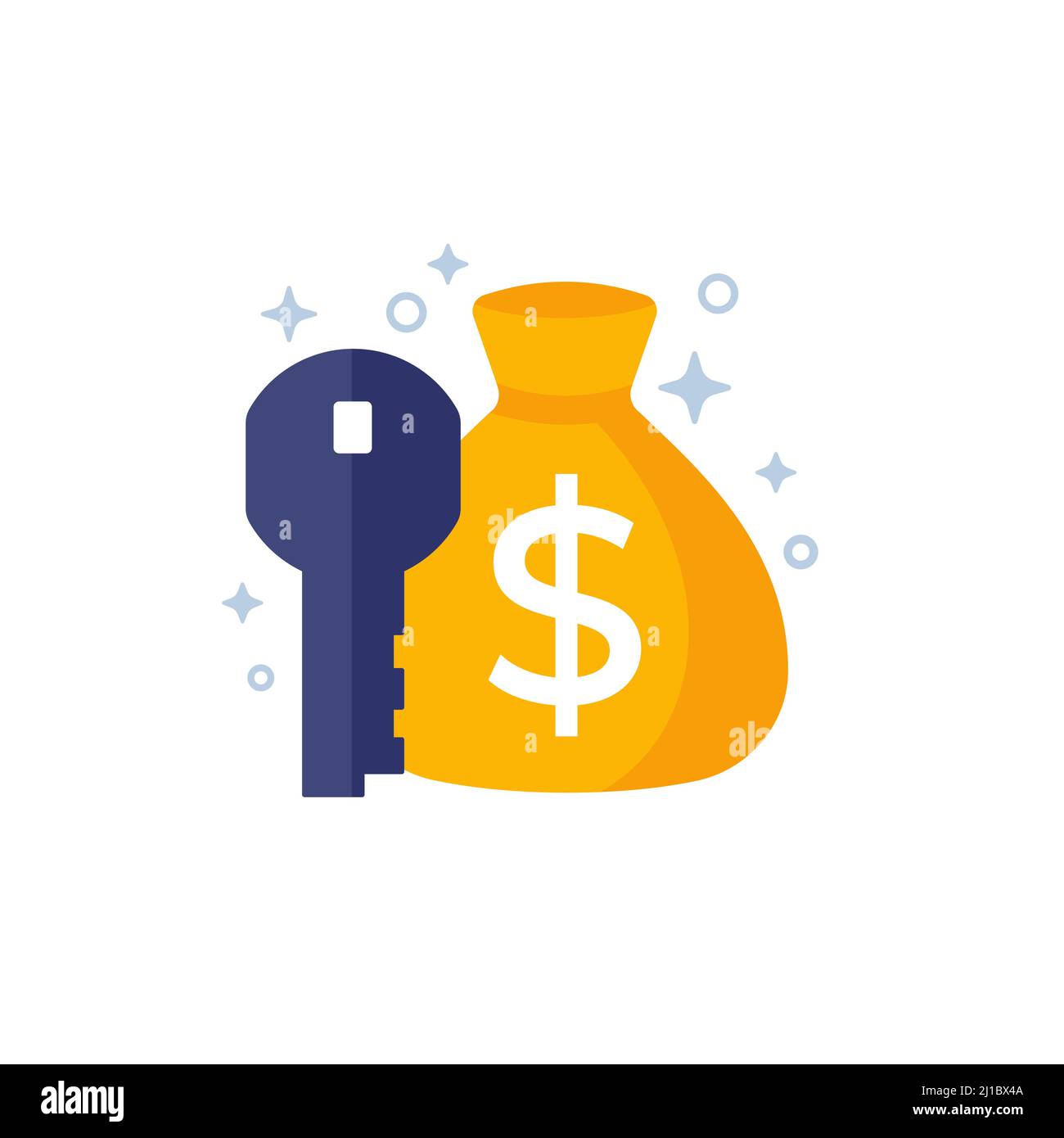 Key money icon with a bag, vector Stock Vector Image & Art - Alamy