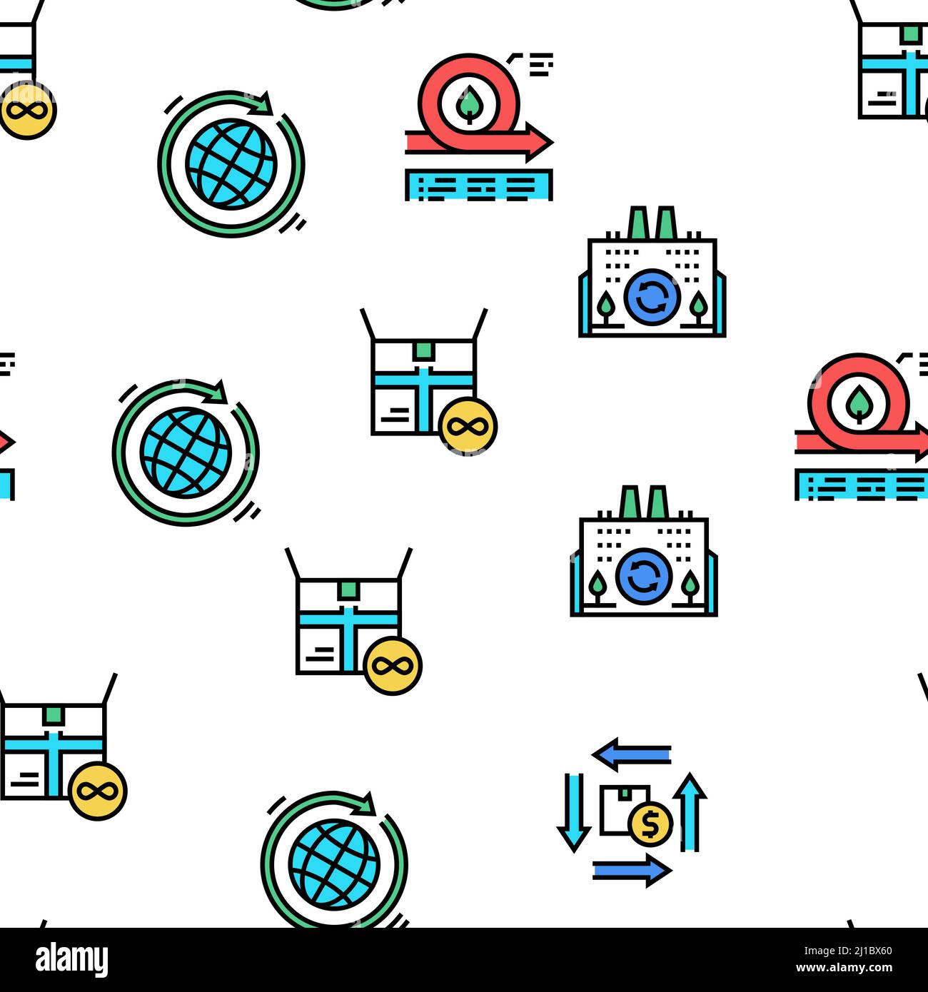 Circular And Linear Economy Model Icons Set Vector Stock Vector Image ...