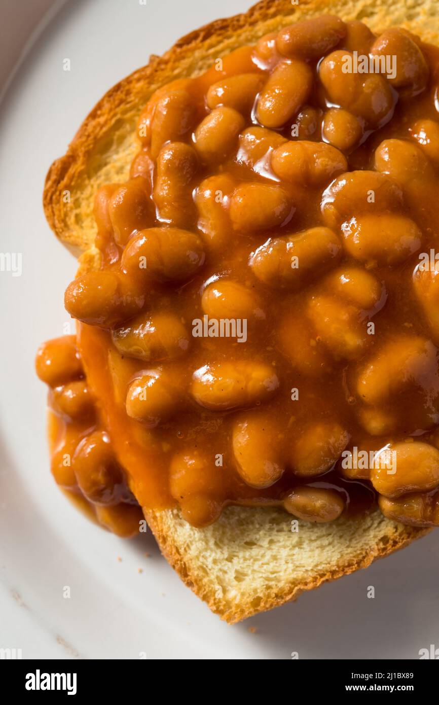 Homemade English Beans on Toast for Breakfast Stock Photo - Alamy