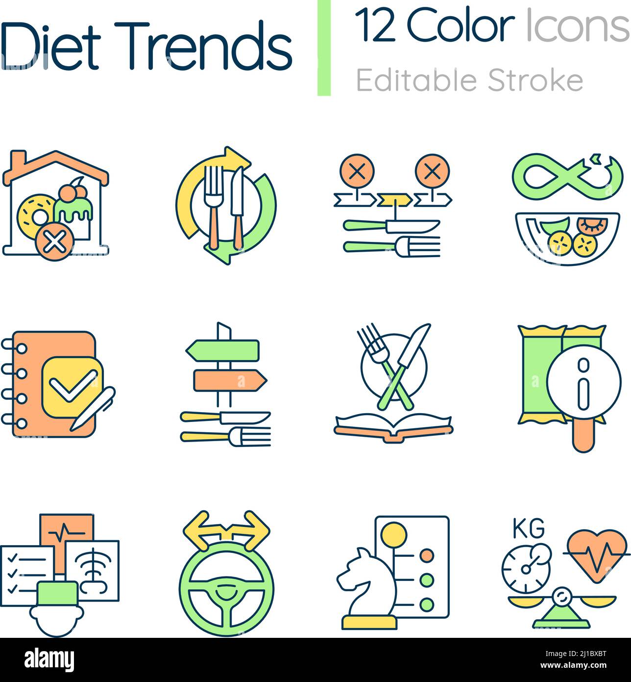 Diet trends RGB color icons set Stock Vector Image & Art - Alamy