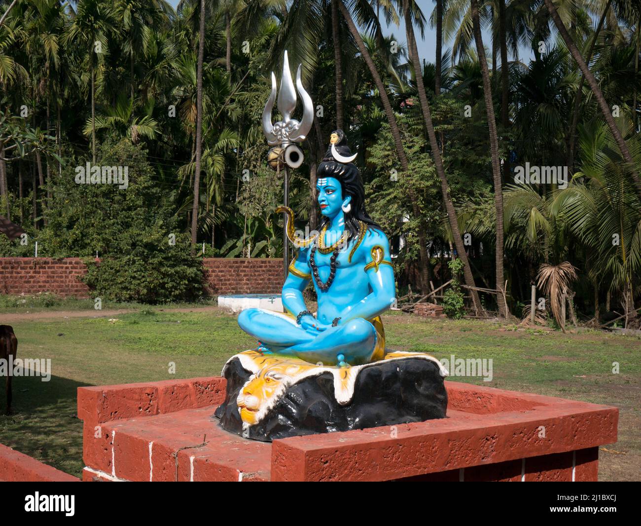 Statue of a Hindu God Shiva at Hareshvar Temple at Revdanda near Alibag ...