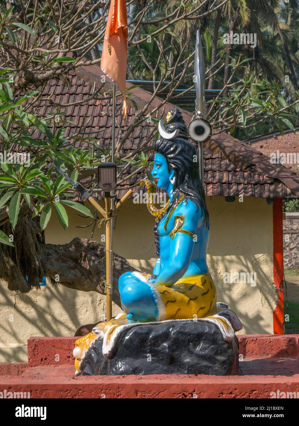 Statue of a Hindu God Shiva at Hareshvar Temple at Revdanda near Alibag ...