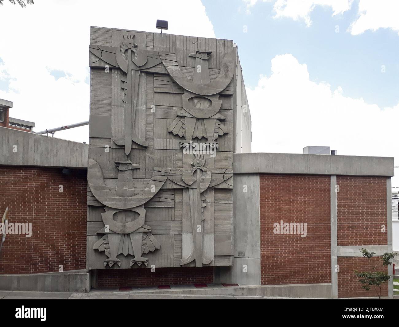 A closeup of an Exterior mural in the IGA building in Guatemala City ...