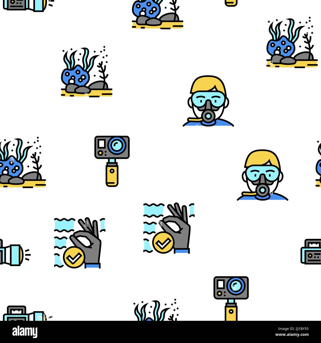 Diving Scuba Equipment Vector Seamless Pattern Stock Vector Image & Art ...