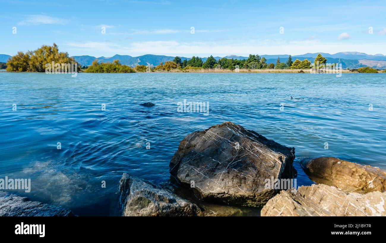 The Rabbit Island, Tasman Bay, New Zealand in summer Stock Photo - Alamy