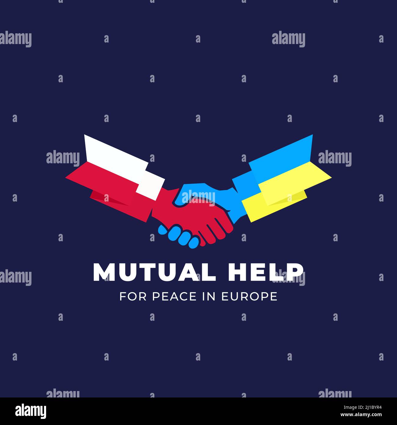 Ukraine and Poland friendship mutual help and partnership handshake ...