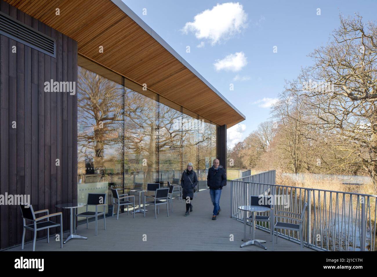 Outdoor café and observation platform. Carlton Marshes Visitor Centre ...