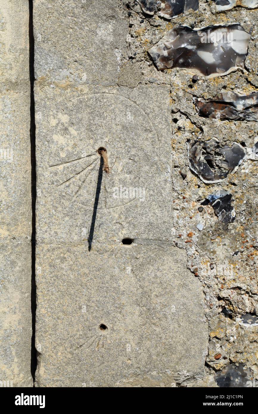 Mass dial and stick on the Eastern column of the South Doorway to the ...