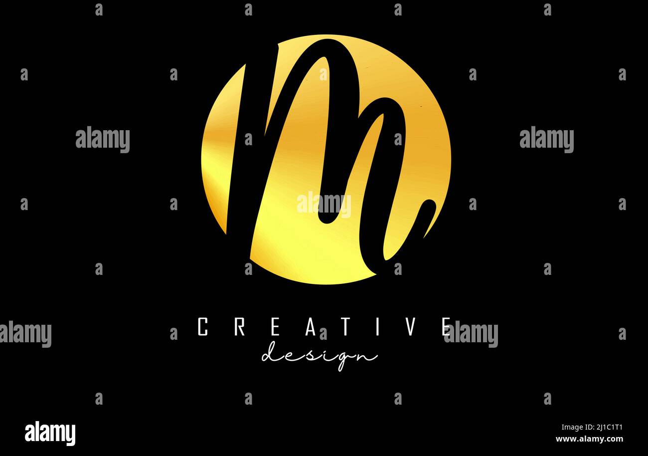 Golden Letters OM logo with a minimalist design. Letters O and M with ...