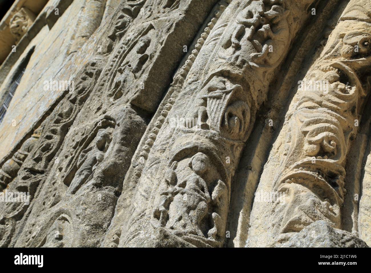 Stone carvings on the Western Abacus above the South Door to the church ...