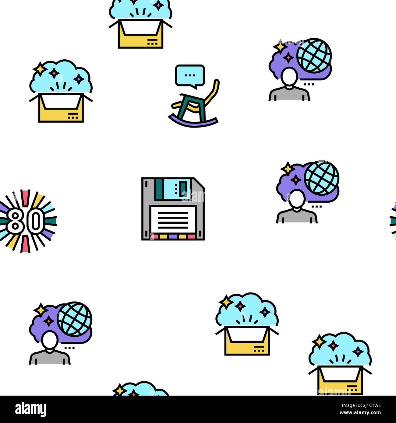 Nostalgia And Memory Vector Seamless Pattern Stock Vector Image & Art ...