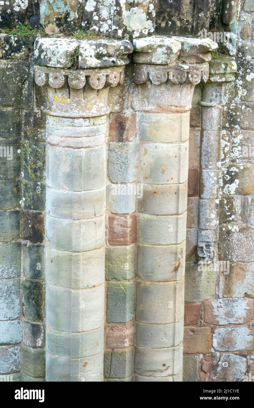 Columns and capitals Lilleshall Abbey Stock Photo - Alamy