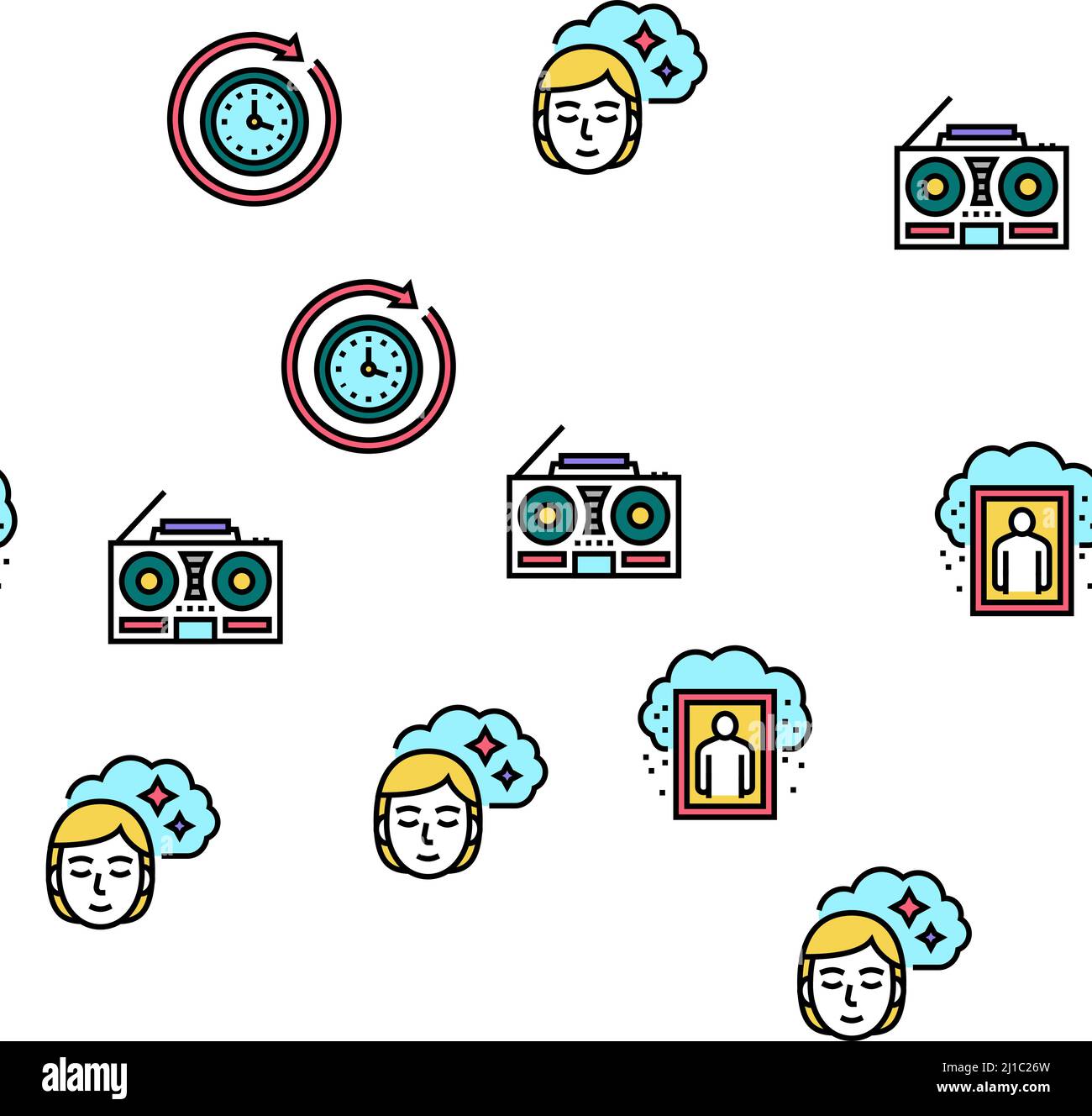 Nostalgia And Memory Vector Seamless Pattern Stock Vector Image & Art ...