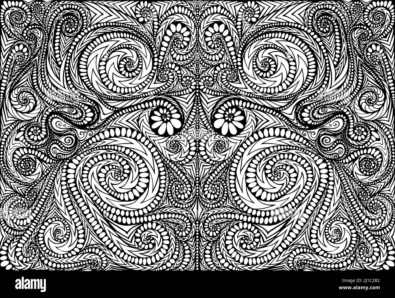 Coloring page abstract pattern, maze of ornaments. Psychedelic stylish ...