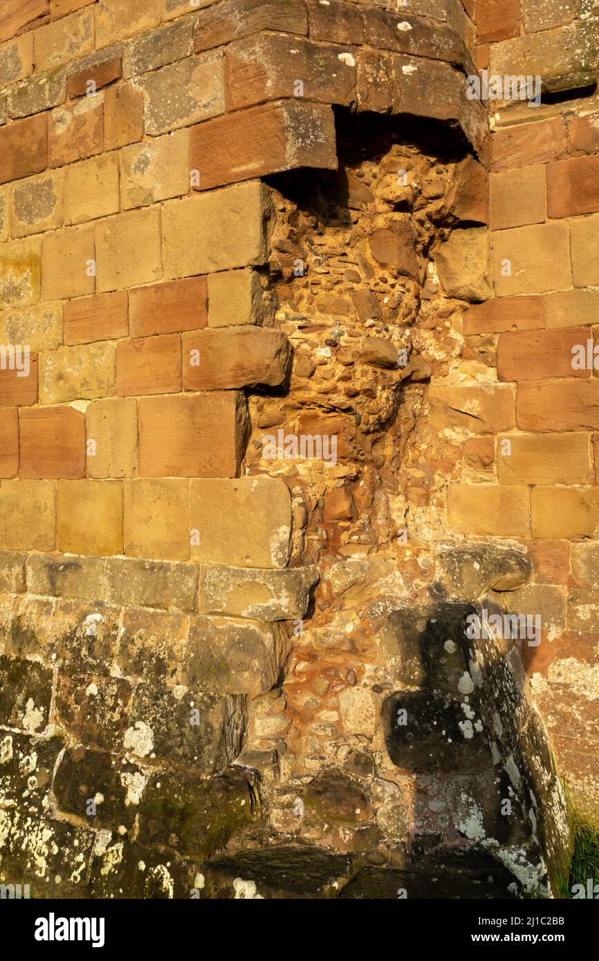 Lilleshall Abbey, outer ashlar with an inner backfill rubble Stock ...