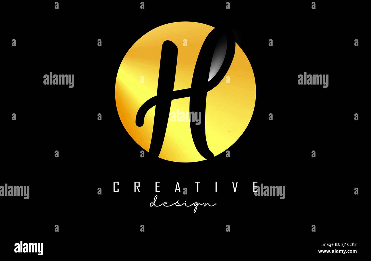 Golden Letters OH logo with a minimalist design. Letters O and H with ...