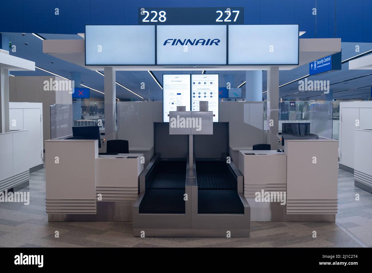 Helsinki / Finland - MARCH 24, 2022: Check-in counter for the Finnish ...