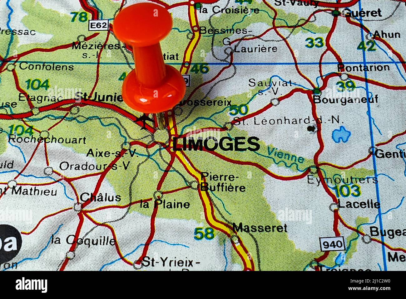 An abstract background of a colored map of the city of Limoges in ...